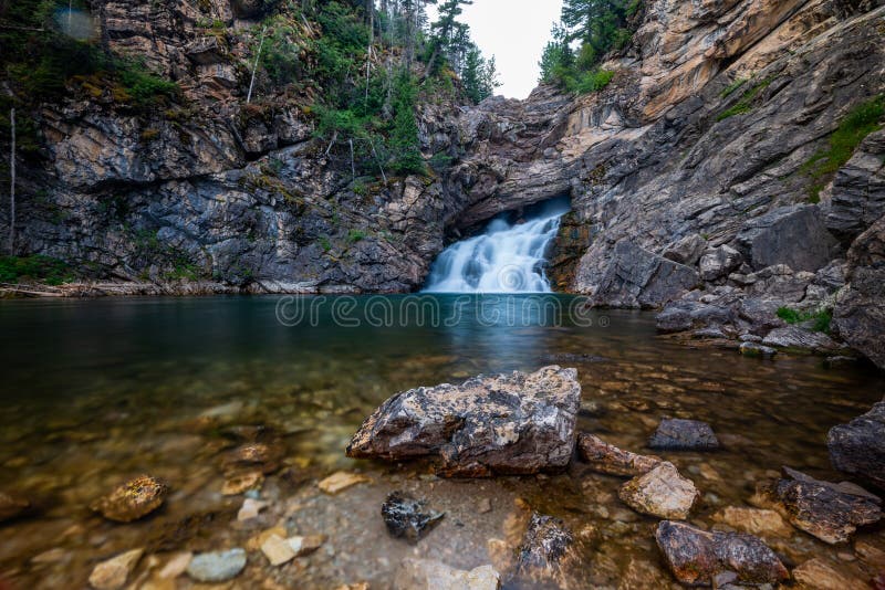 Eagle Fall Glacier National Park Stock Image - Image of river, eagle ...