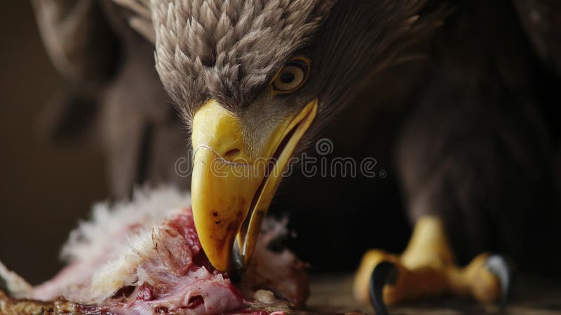 Eagle Feasting on Prey with Sharp Beak Stock Illustration ...