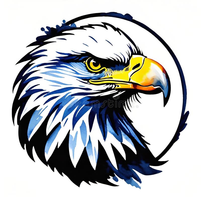 Eagle with Feather in the Circle Stock Illustration - Illustration of ...