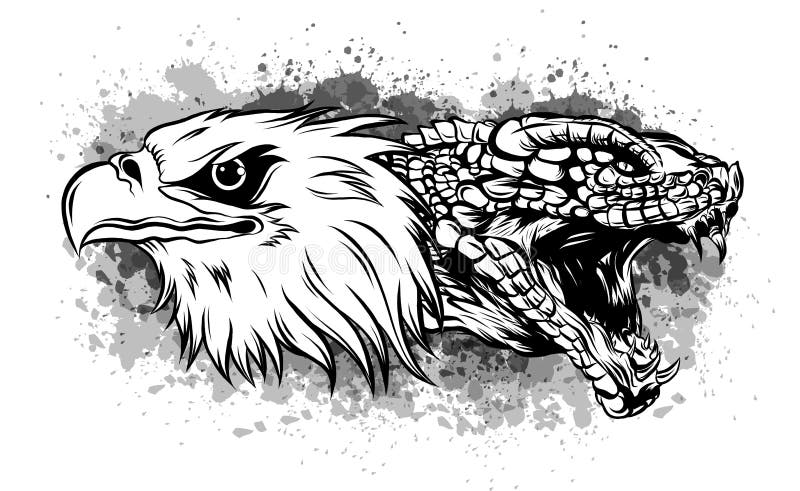 Eagle Fighting a Snake Serpent . Tattoo Style Vector Stock Vector ...