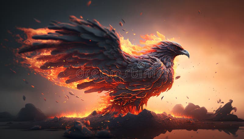 Eagle in the Fire. 3D Illustration. 3D Rendering Stock Illustration ...