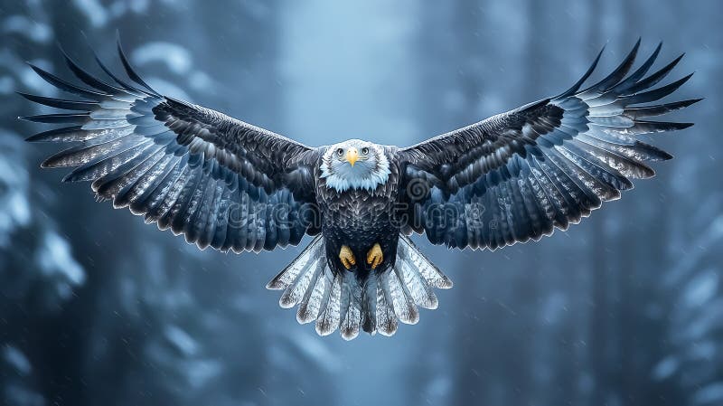 An Eagle Flies High with Its Wings Spread Wide As it Soars through the ...