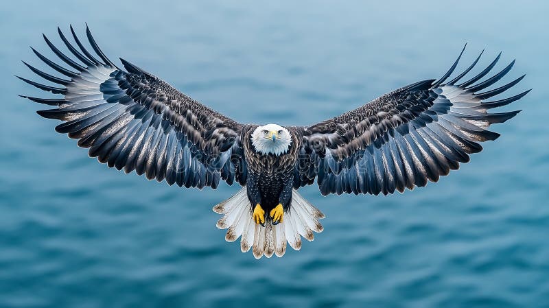 An Eagle Flies High with Its Wings Spread Wide As it Soars through the ...