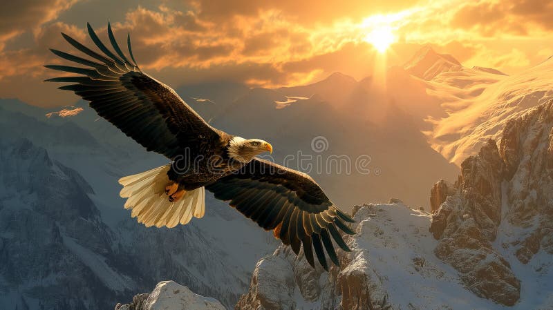 The Eagle Fly High on Top of Mountain Stock Image - Image of flight ...