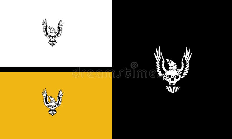 Eagle Flying and Head Skull Vector Outline Design Stock Vector ...