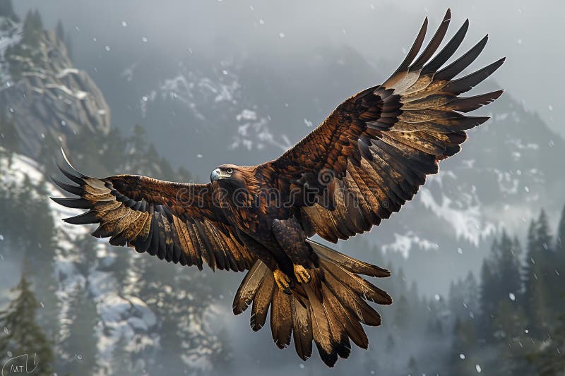 An Eagle Flying with Its Wings Spread, High Quality, High Resolution ...