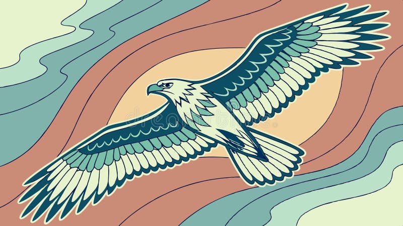 Eagle Flying Over Abstract Landscape Design Element Vector Design Generative AI Stock Vector ...