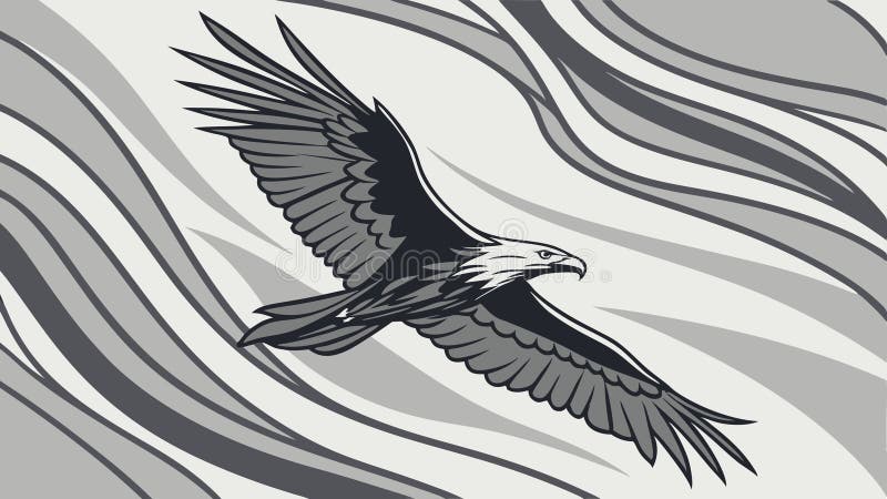 Eagle Flying Over Abstract Wavy Lines Illustration Vector Design ...