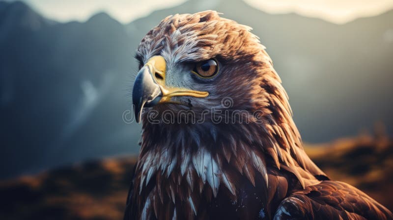 Eagle in Front of Mountains: Vray Tracing Photography in Soft Light ...