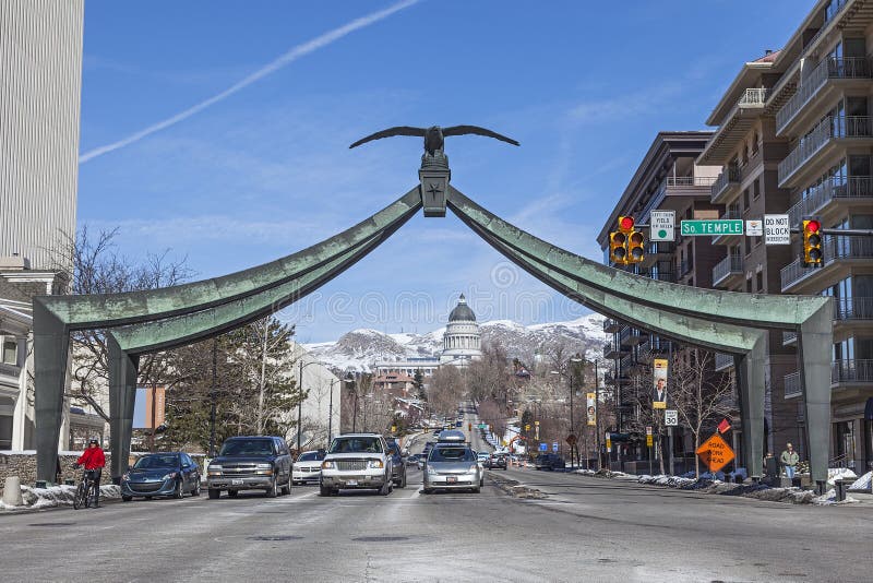 Eagle Gate I Salt Lake City, Utah Redaktionell Arkivbild - Bild av ...
