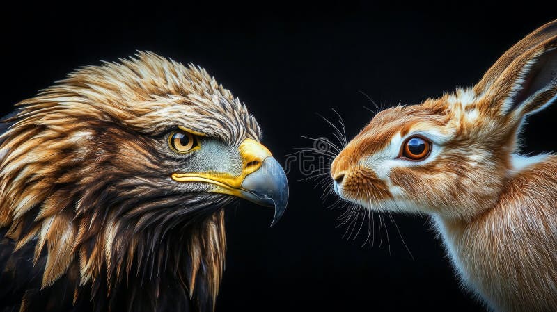 Eagle and Hare a Captivating Study in Contrasts, Wildlife Portrait on ...