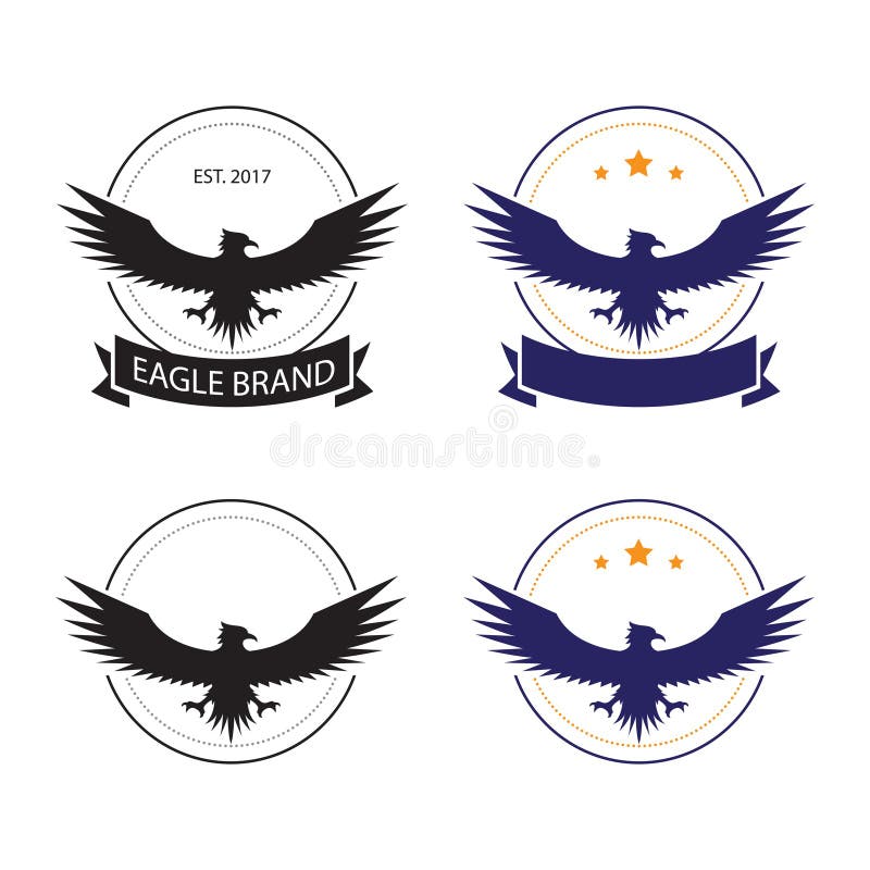 Eagle Hawk Falcon Bird with Circle and Ribbon Isolated Logo Stock ...