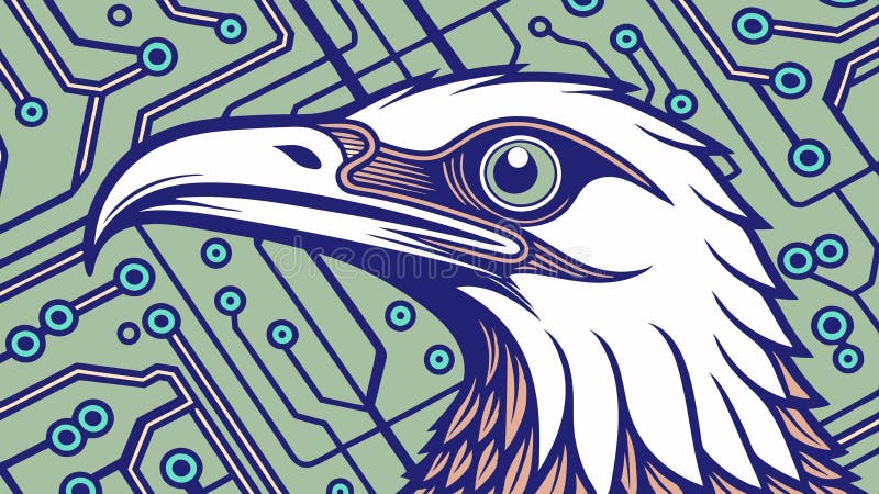 Eagle Head Circuit Pattern, Technology Meets Nature Vector Design ...