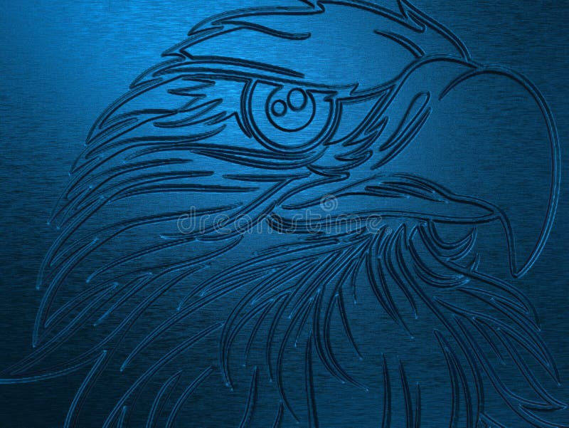 Eagle Head Engraved in Blue Metal Stock Illustration - Illustration of ...