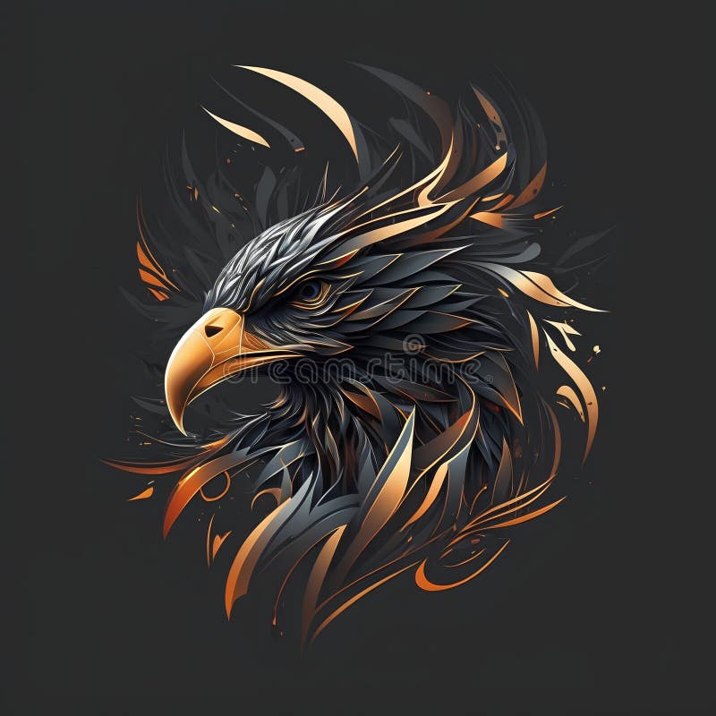 Eagle Head with a Lot of Golden Elements, Vector Illustration. Stock ...