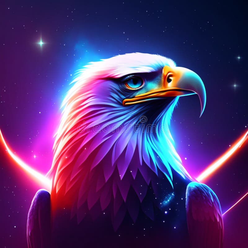 Eagle Head in Neon Colors. Vector Illustration of an Eagle Stock ...