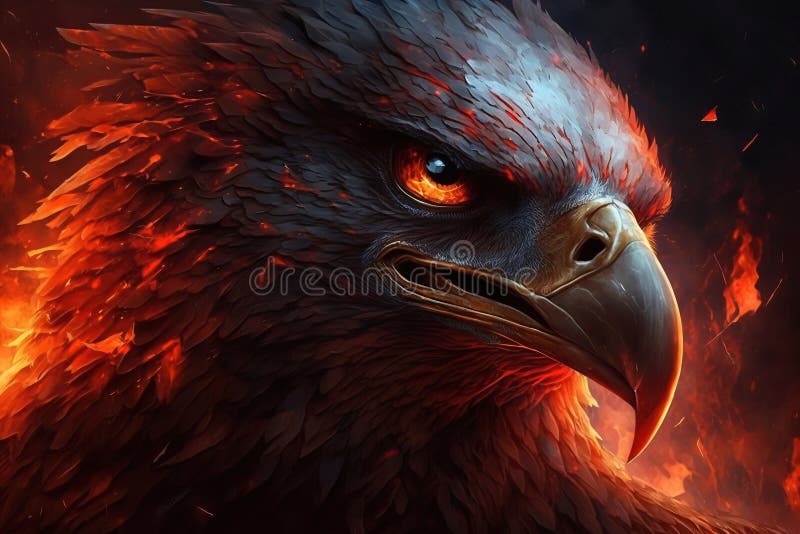 Eagle Head in Red Flames, Fantasy, Generated by AI Stock Illustration ...