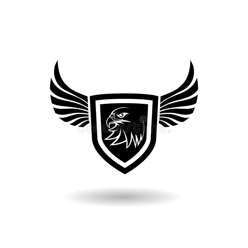 Eagle Head in a Shield Icon with Shadow Stock Vector - Illustration of ...