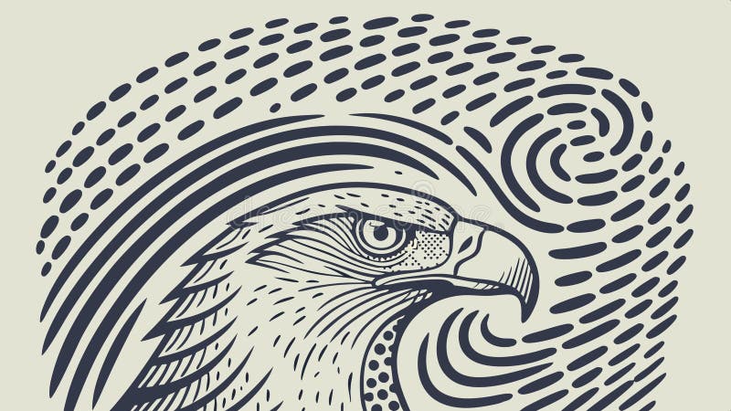 Eagle Head with Spiral Lines Design Element for Graphic and Abstract ...