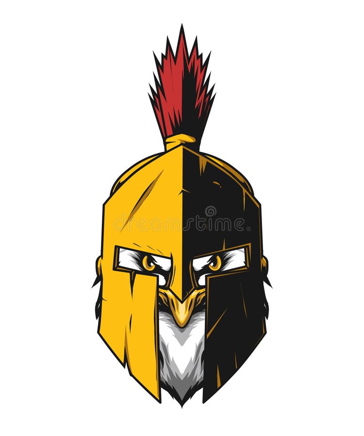 Eagle Head Wearing Sparta Helmet Stock Vector - Illustration of hawk ...