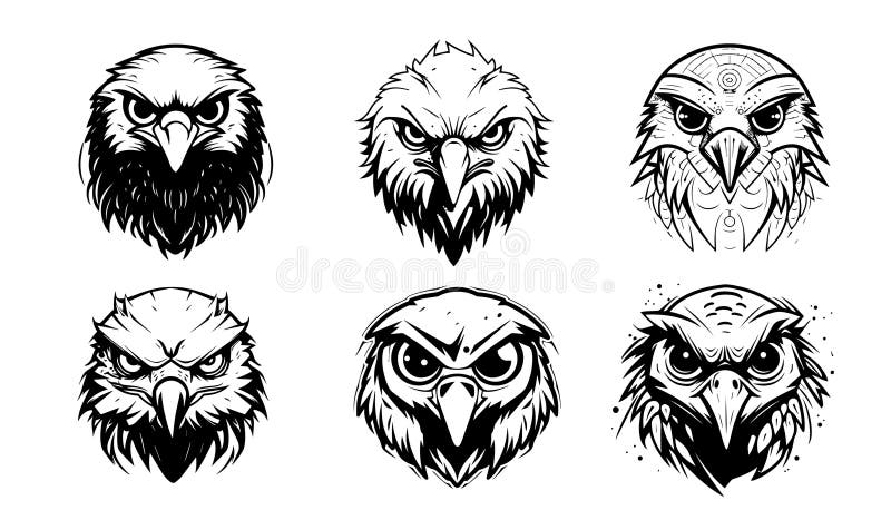 Eagle Heads Black and White Vector Illustration. Stock Vector ...