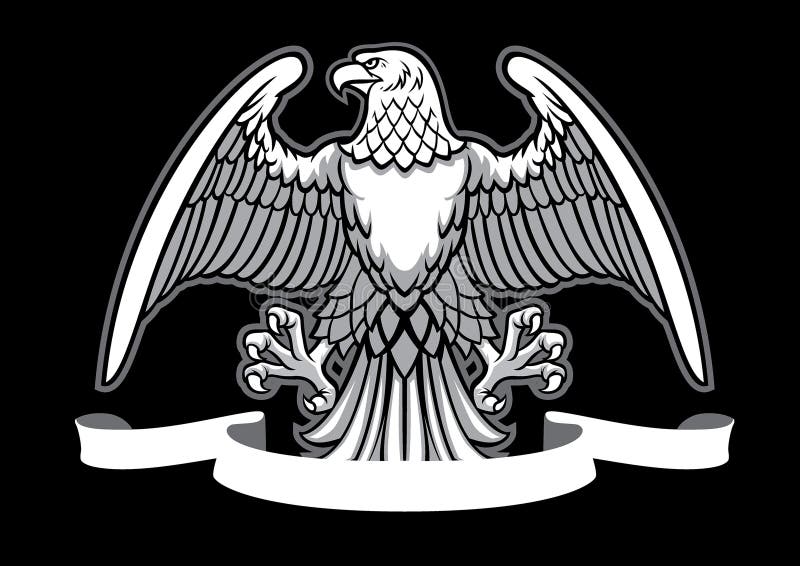 Eagle Heraldry with Blank Ribbon Stock Vector - Illustration of dashing ...
