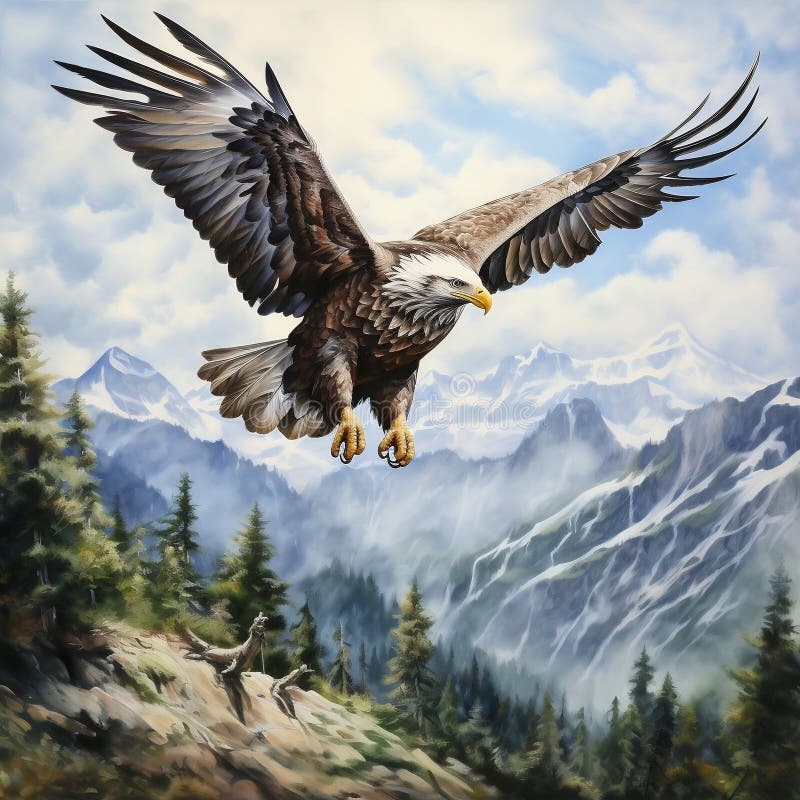 Eagle Hunt in the Mountains. Generative AI Stock Illustration ...