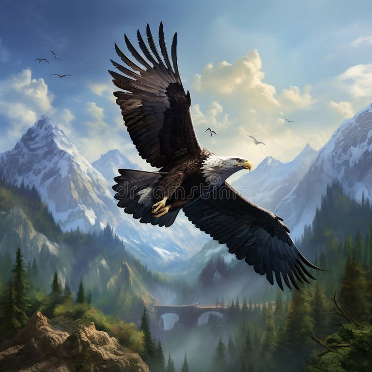 Eagle Hunt in the Mountains. Generative AI Stock Illustration ...