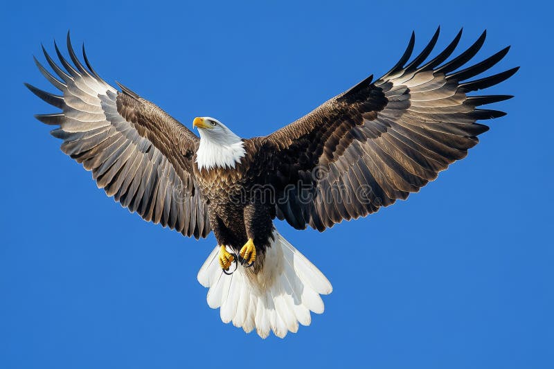 Eagle Its Wings Spread Wide Soars Clear Blue Sky Stock Photos - Free ...
