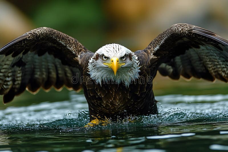 An Eagle with Its Wings Spread Wide and Its Talons Lightly Touch the ...