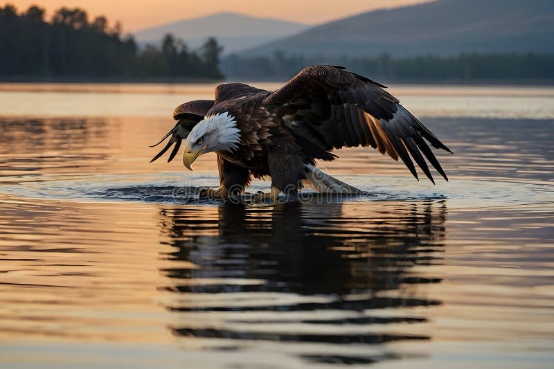 An Eagle with Its Wings Spread Wide and Its Talons Lightly Touch the ...