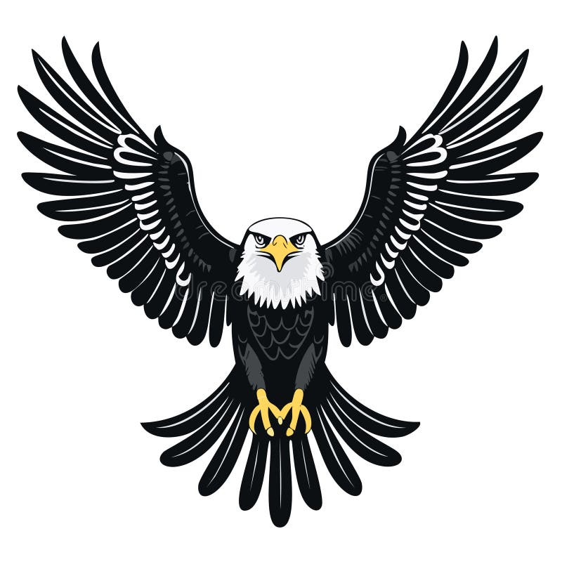 A Black and White Eagle with Its Wings Spread Wide and Its Talons ...