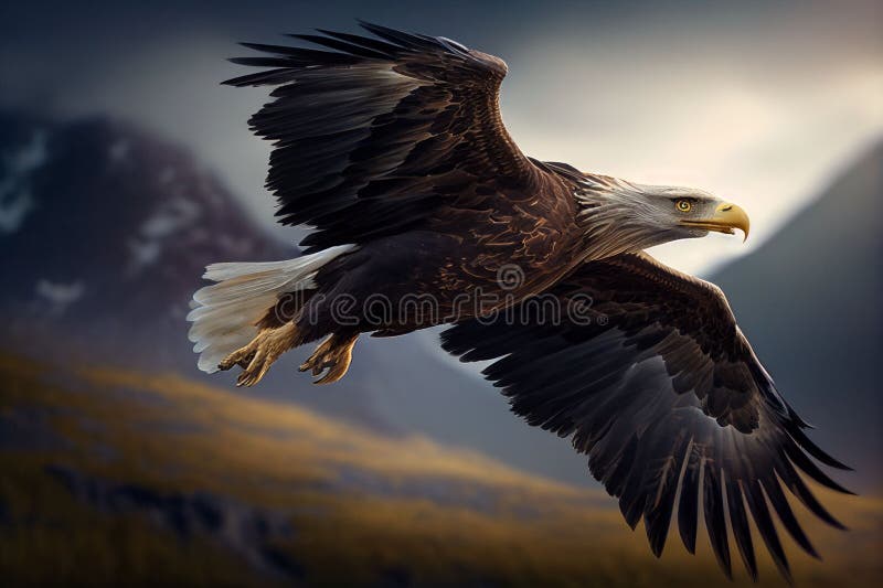 Eagle, a Large Bird of Prey, Flies Against the Sky, Generative Ai Stock ...