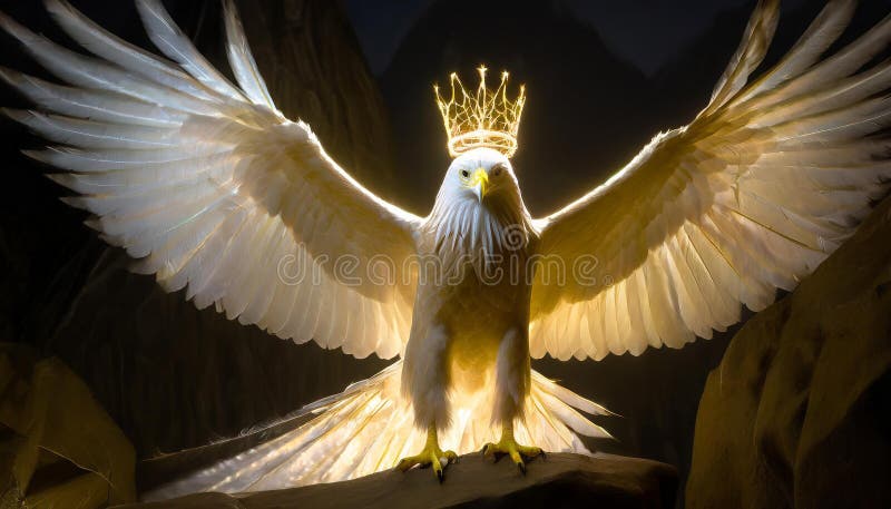 Eagle with Large Stretched Out Wings and Crown on Head Stock ...