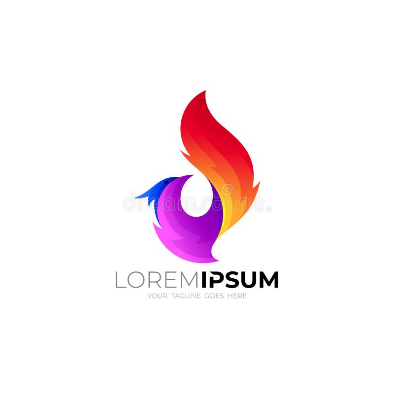 Eagle Logo with Fire Icon, Phoenix Logo Template, Fire-bird Stock ...