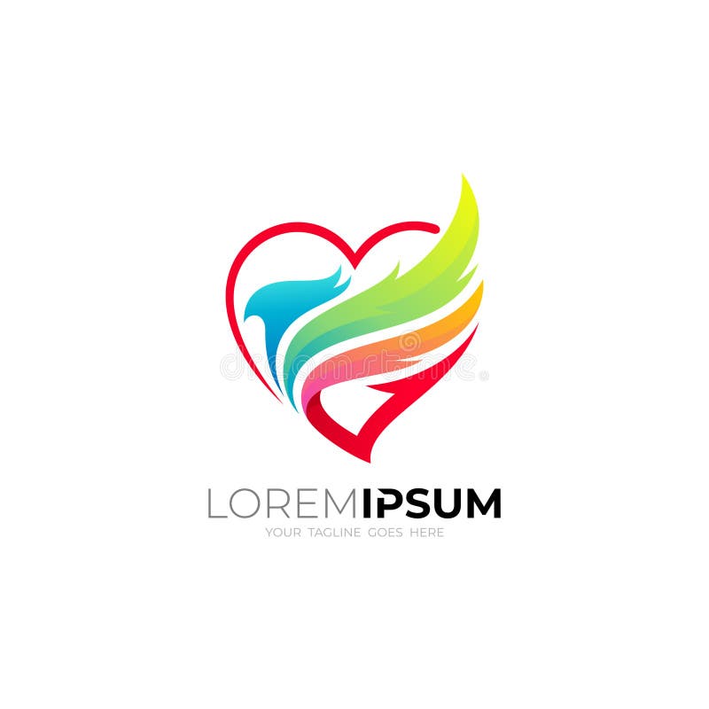 Eagle Logo Heart Combination Stock Illustrations – 6 Eagle Logo Heart ...