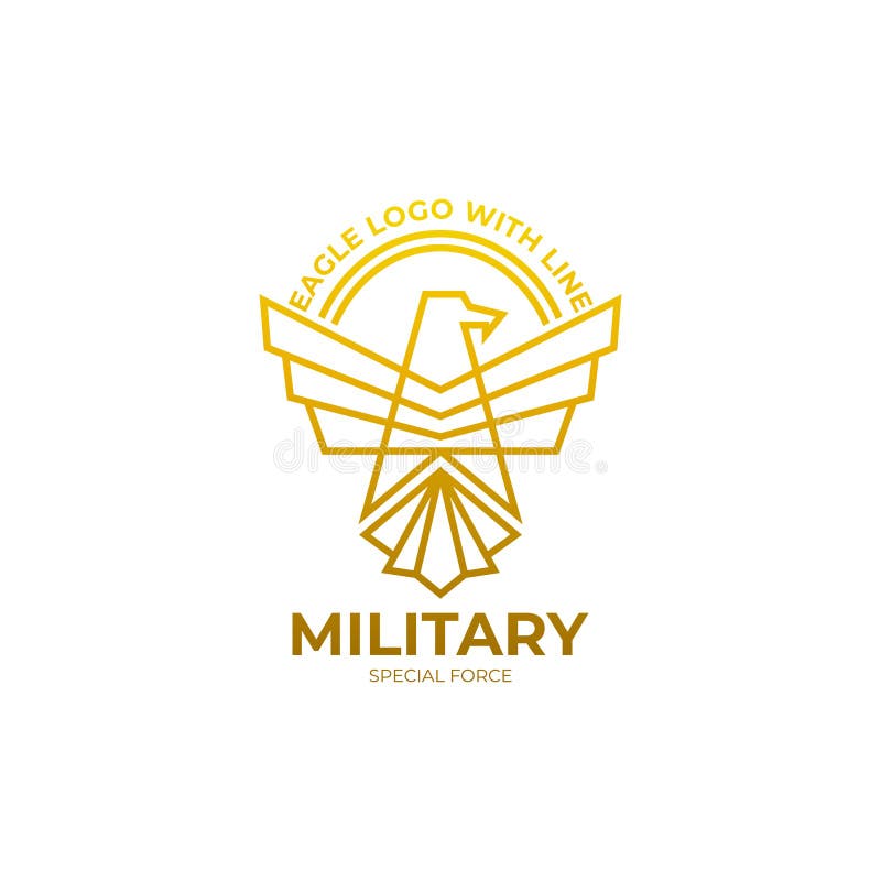 Eagle Logo with Military Logo Template, Squad Icon, Line Style Stock ...
