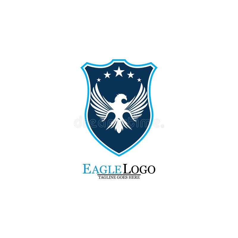 Eagle Logo Template Design with a Shield and Stars. Vector Illustration ...