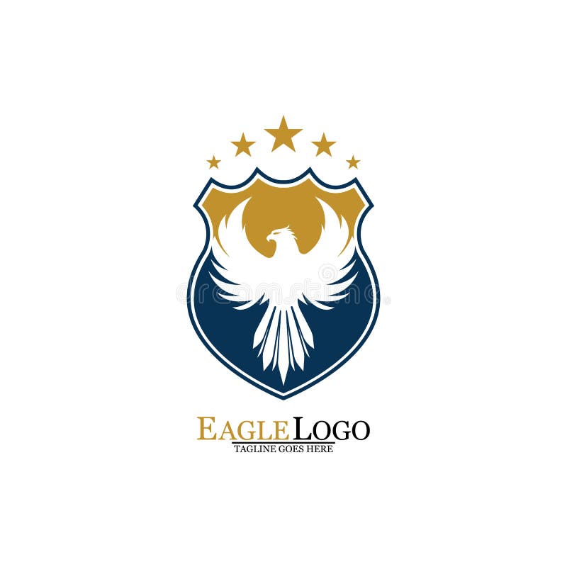 Eagle Logo Template Design with a Shield and Stars. Vector Illustration ...