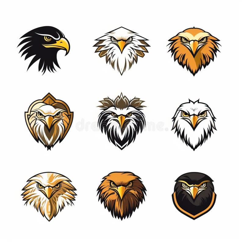 Eagle Logos Collection: Set of Isolated Logos on White Background Stock ...