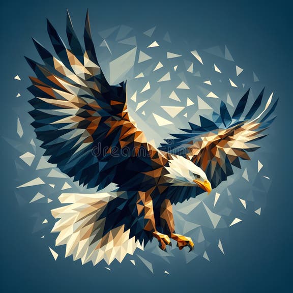 Eagle in Low Poly Style on a Blue Background Stock Illustration ...