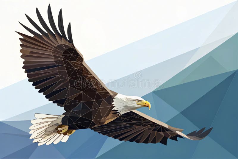 Eagle in Low Poly Style - Generated by Ai Stock Illustration - Illustration of flying, wing ...