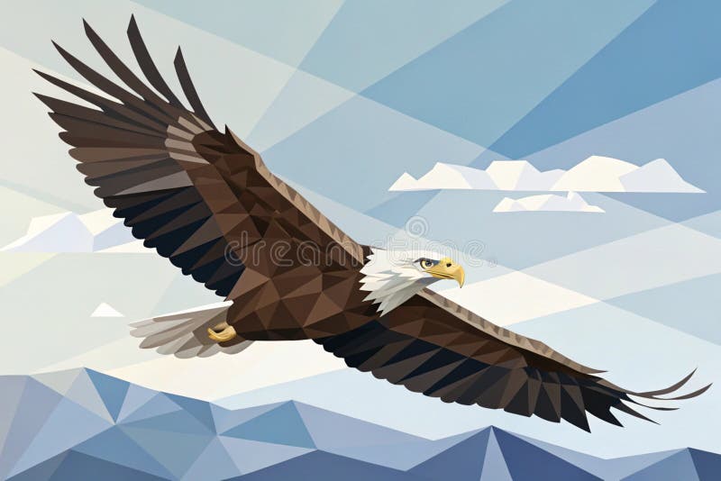 Eagle in Low Poly Style - Generated by Ai Stock Illustration - Illustration of osprey, wild ...