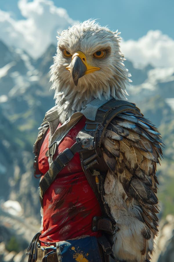 Eagle Man in the Mountains. Created by Generative Artificial ...