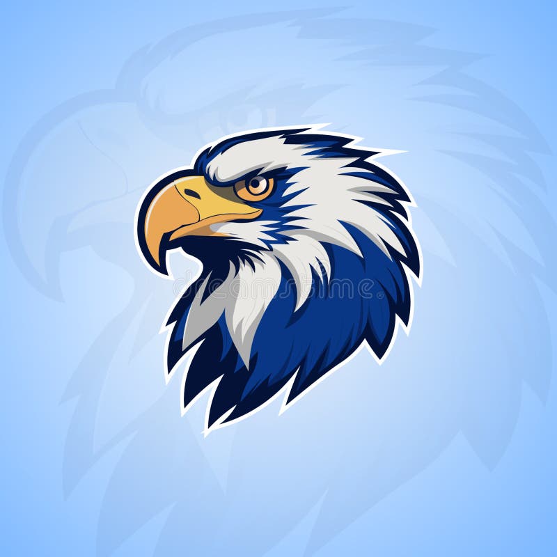 Bald Eagle Head Mascot Logo Vector, Blue Color Theme Stock Vector ...