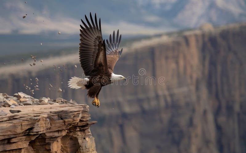 The eagle in the mountains stock illustration. Illustration of movement ...