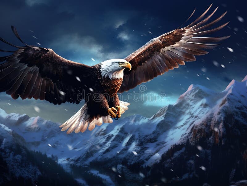 Eagle in the Night Made with Generative AI Illustration Stock ...