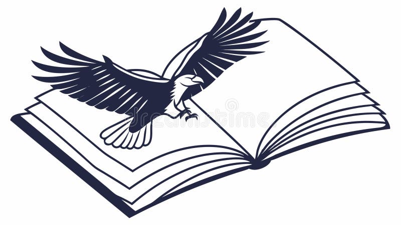 Eagle with Open Book on Mountain, Symbol of Elevated Knowledge, Vector ...