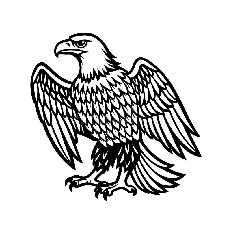 Eagle Outline for Creative Linocut Arts Stock Illustration ...