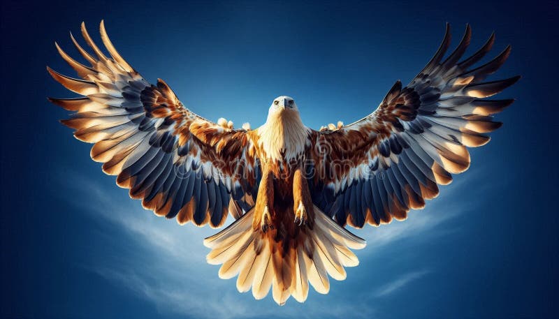 Eagle with Outstretched Wings in Blue Sky Stock Illustration ...
